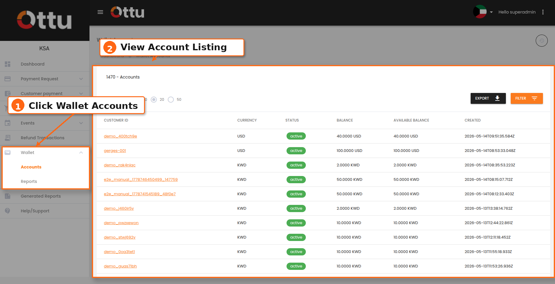 Wallet | Ottu Documentation